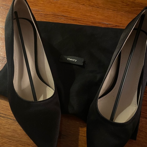 Theory | Shoes | Theory Brand Black Satin Heels | Poshmark